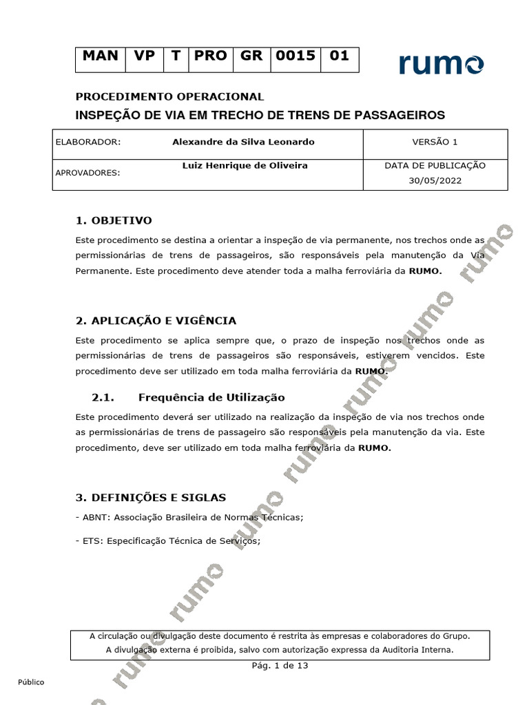MAN-VP-T-PRO-GR-0017-01 - Inspeção de Via Nos Trechos de Trens de ...