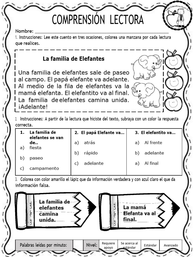 La Familia de Elefantes | PDF | Comprensión lectora