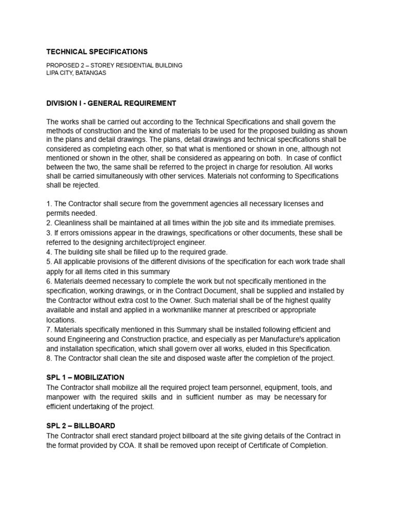 General Specifications | PDF | Concrete | Specification (Technical ...