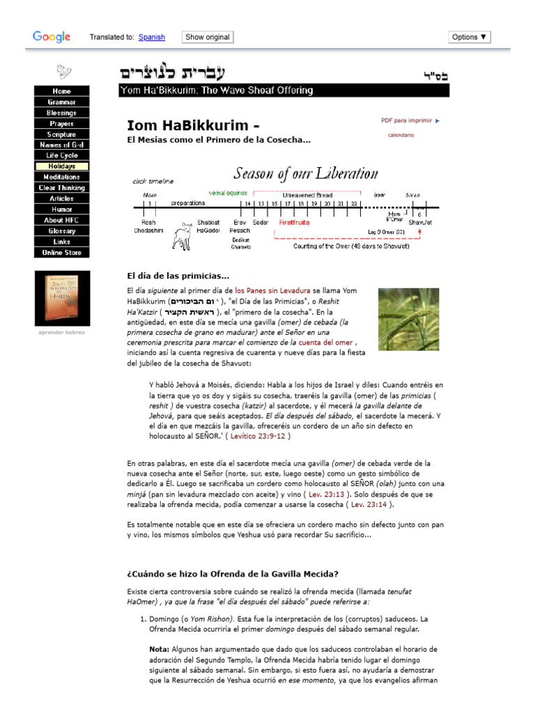 Iom HaBikkurim: Significado y Ritual | PDF | Pascua de Resurrección ...