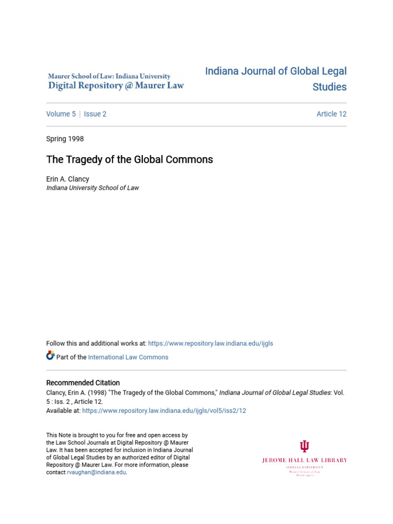 Global Commons Tragedy Analysis | PDF | Territorial Waters | United ...