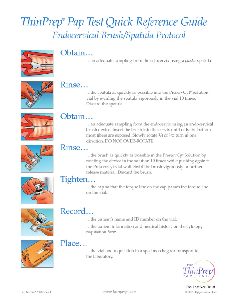 Pap Test Endocervical Brush Spatula Protocol | PDF | Medicine ...
