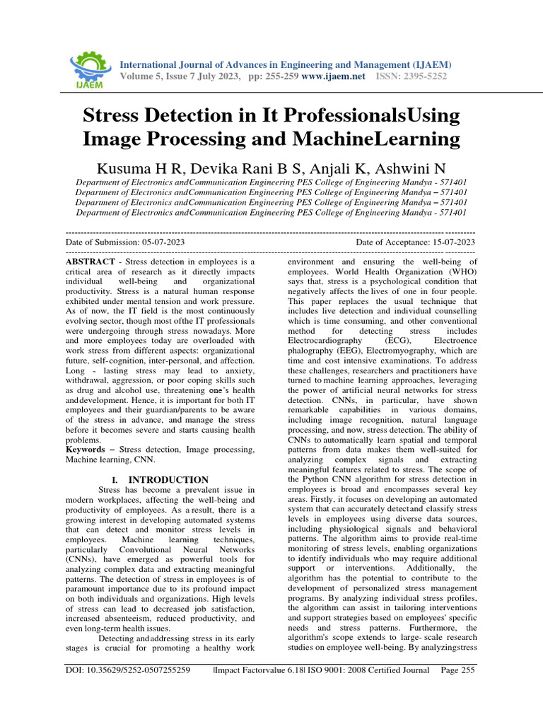 Stress Detection in IT Professionals | PDF | Deep Learning | Machine ...