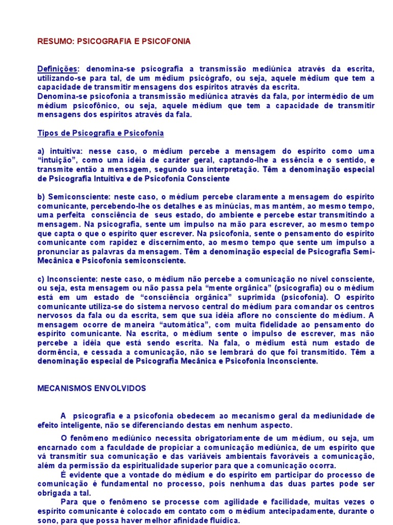 Psicografia Psicofonia | PDF