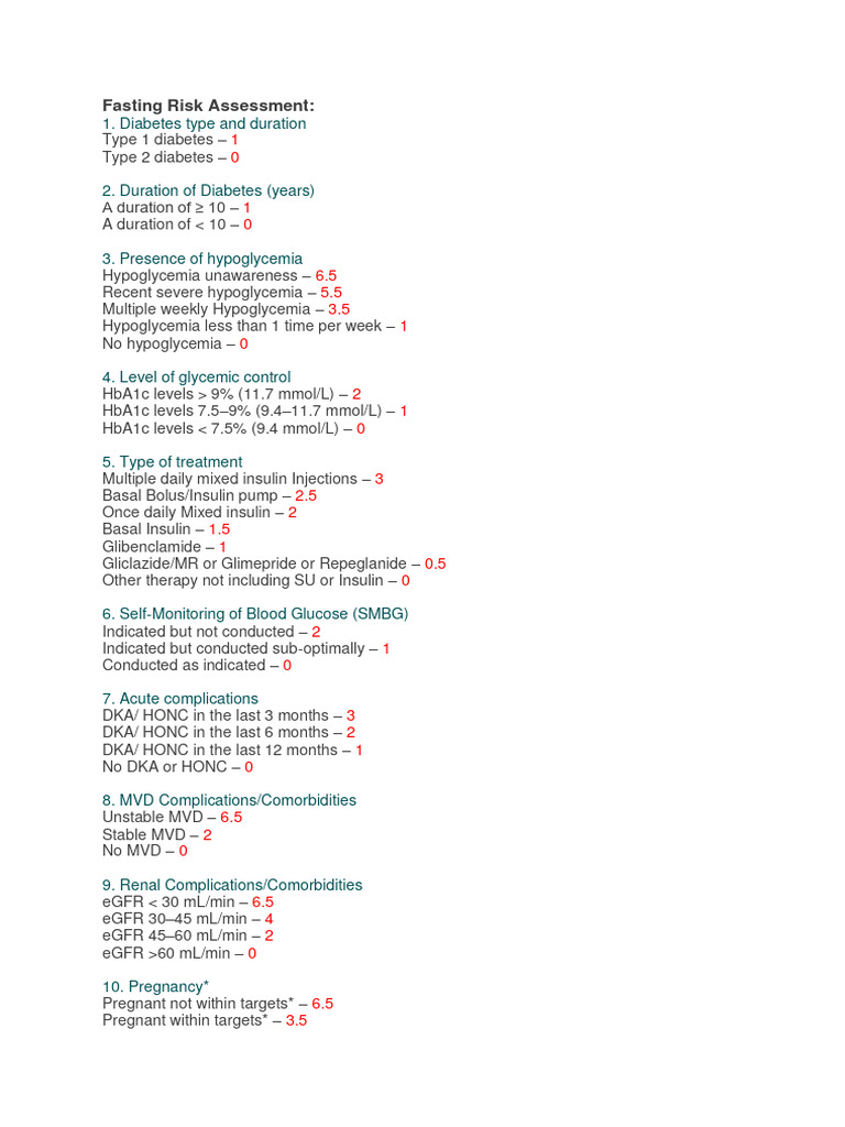 Fasting Risk Assessment | Download Free PDF | Hyperglycemia | Hypoglycemia