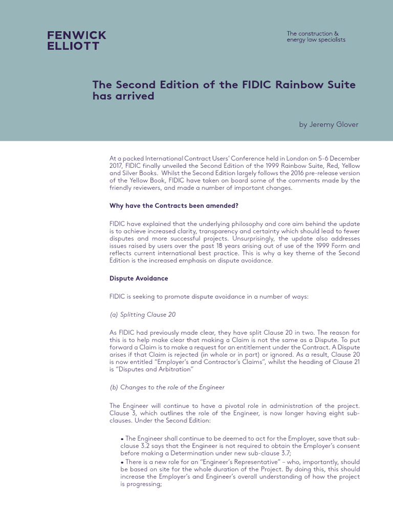 FIDIC Second Edition Updates Overview | PDF | Employment | Indemnity