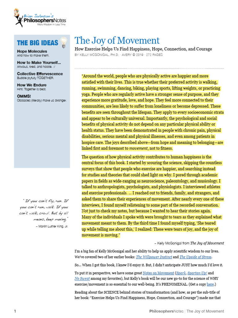 The Joy of Movement | PDF | Anxiety | Hope