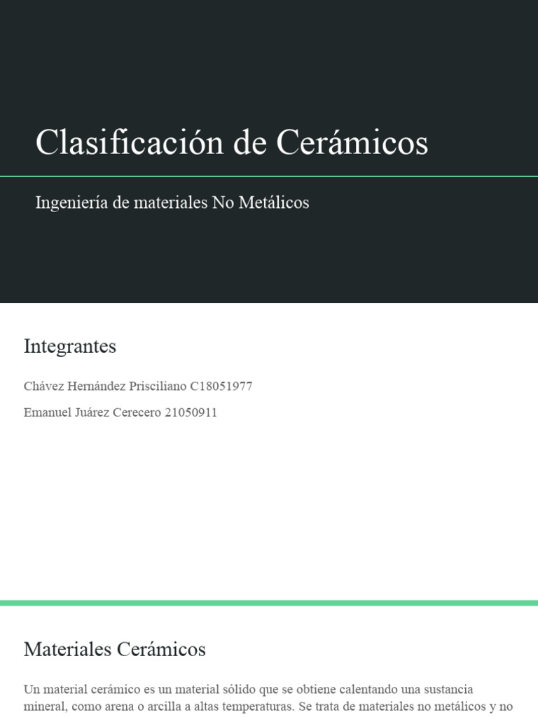 Clasificación de Cerámicos | PDF | Ingeniería Cerámica | Lentes