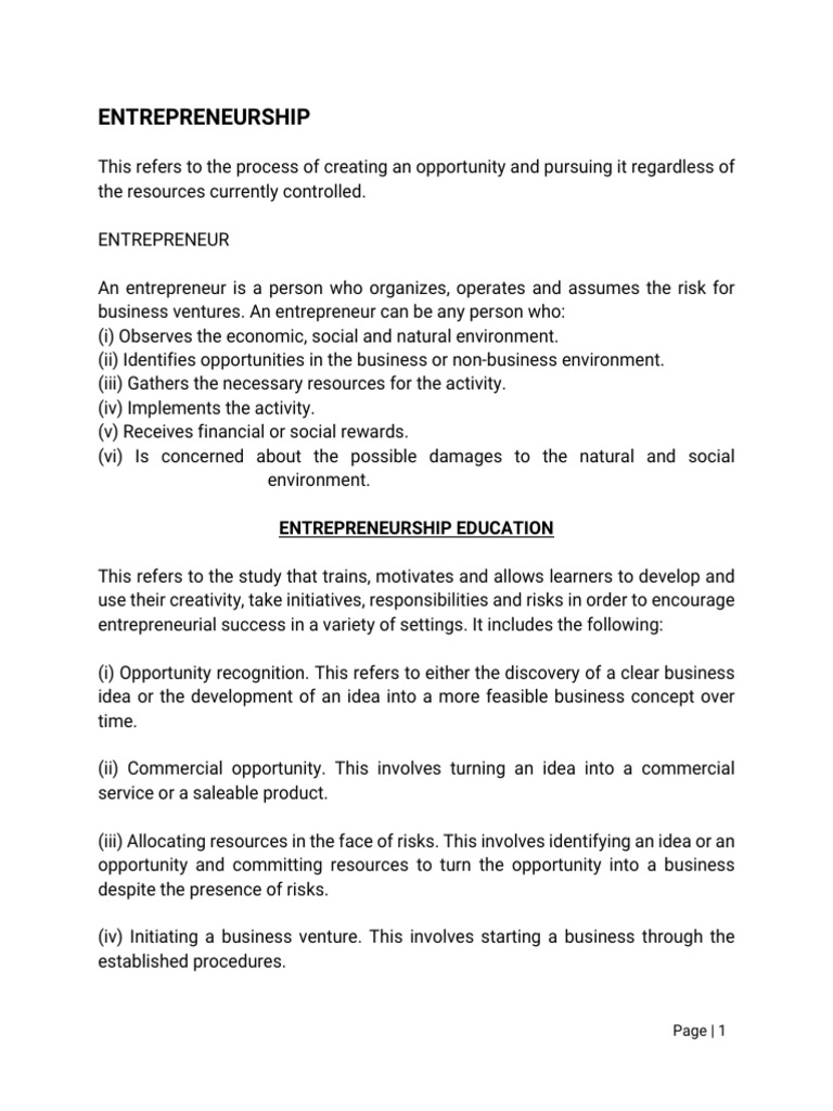 Ent A Level Notes 1 Pdf Entrepreneurship Motivation 