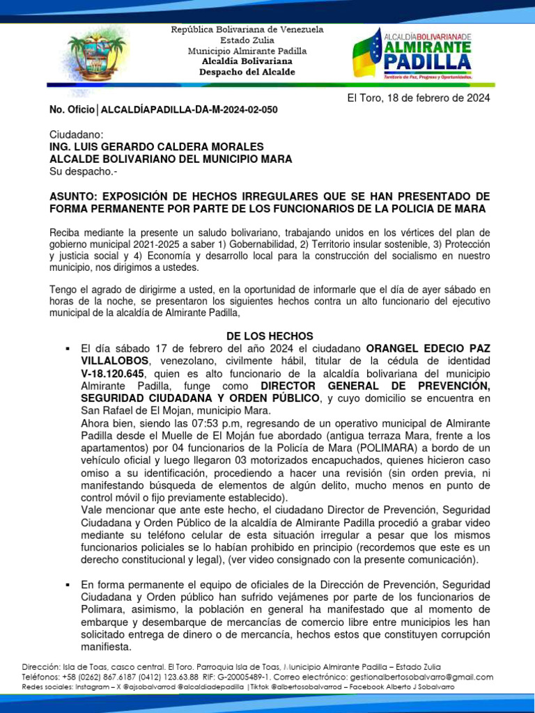 Alpadilla 050 - Alcalde Mara-2 - 240218 - 205148 | PDF | Venezuela | Valores