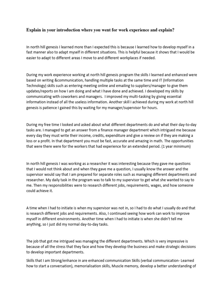 Unit 24 Benefit of Work Experience Report | PDF | Goal | Communication