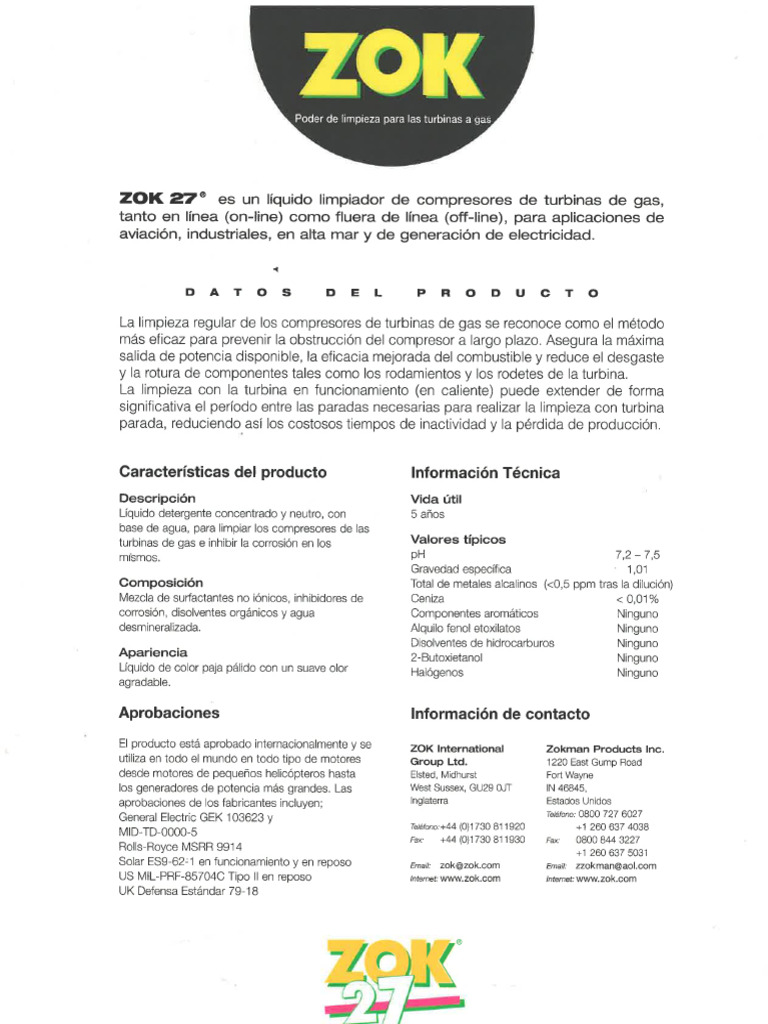 Datasheet Zok 27 Spanish | PDF
