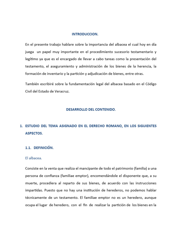 El rol del albacea en el testamento | PDF | Herencia | Voluntad y ...