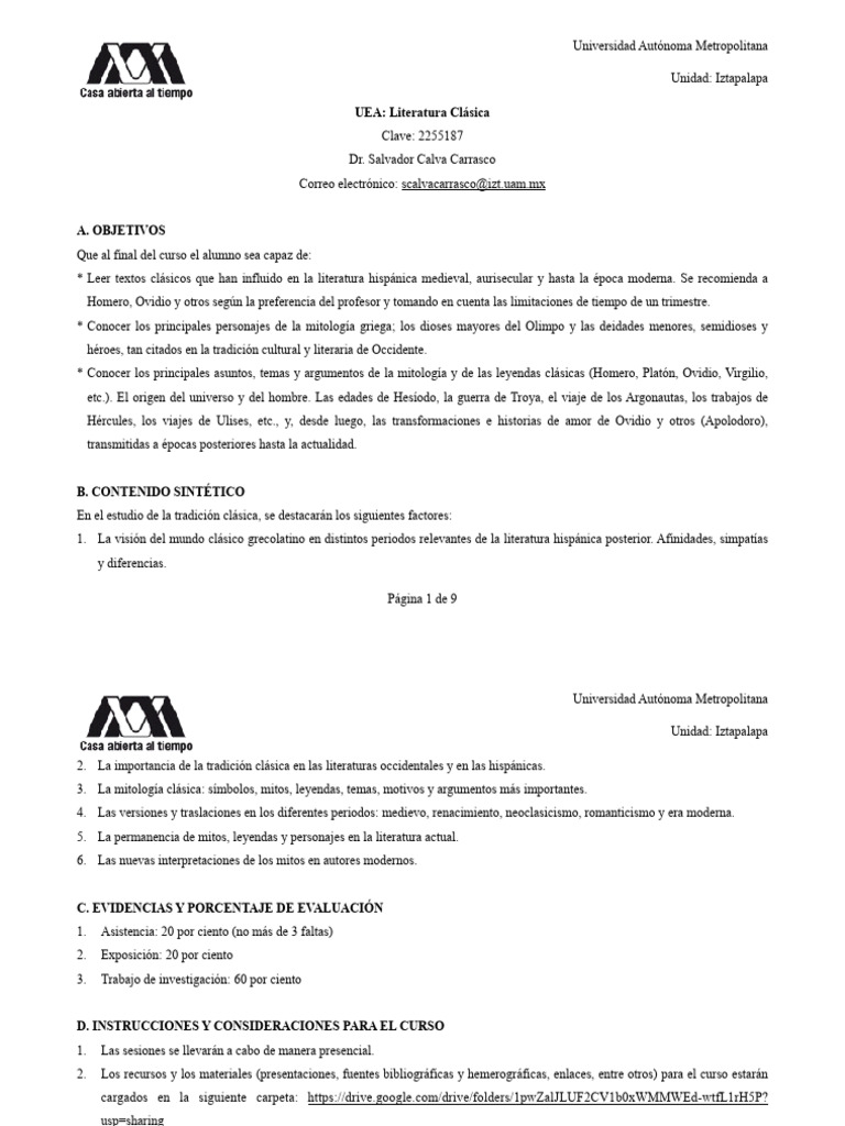 23P, Literatura Clásica | PDF | Evaluación | Ovidio