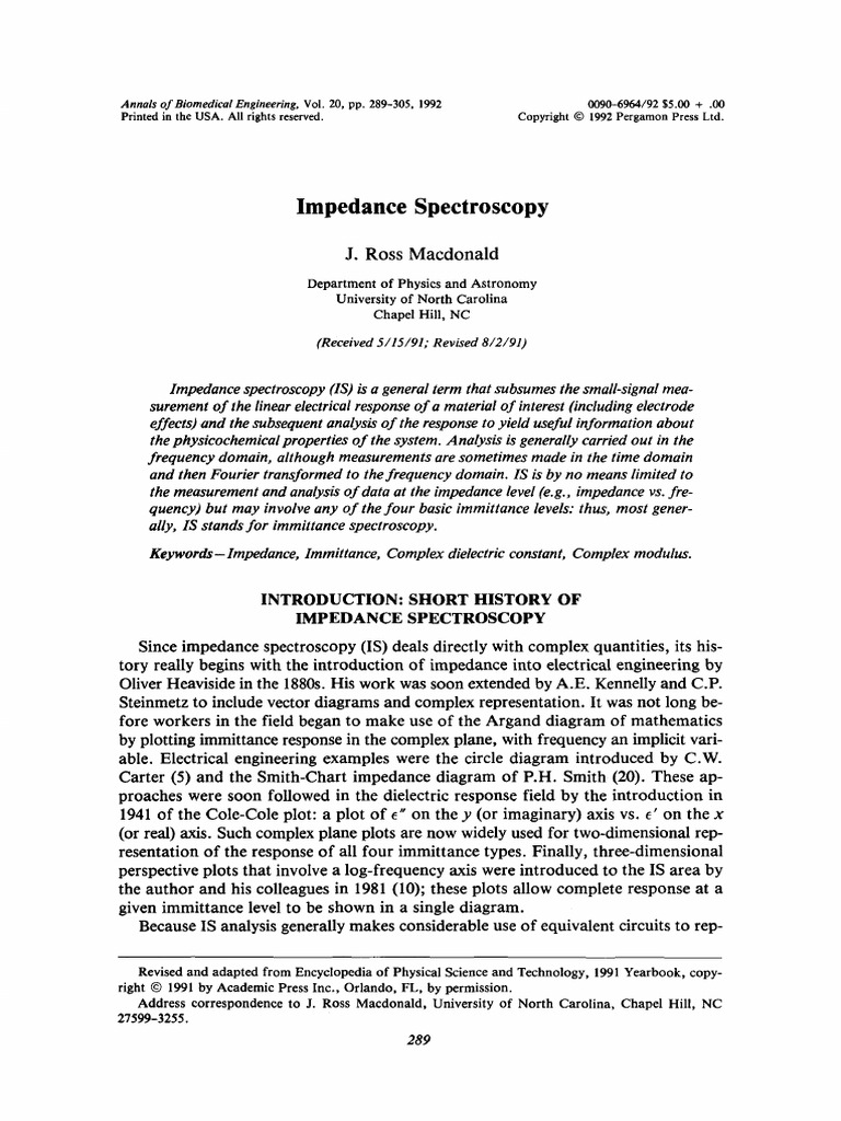 Impedance Spectroscopy - James Ross Macdonald | PDF | Capacitor ...
