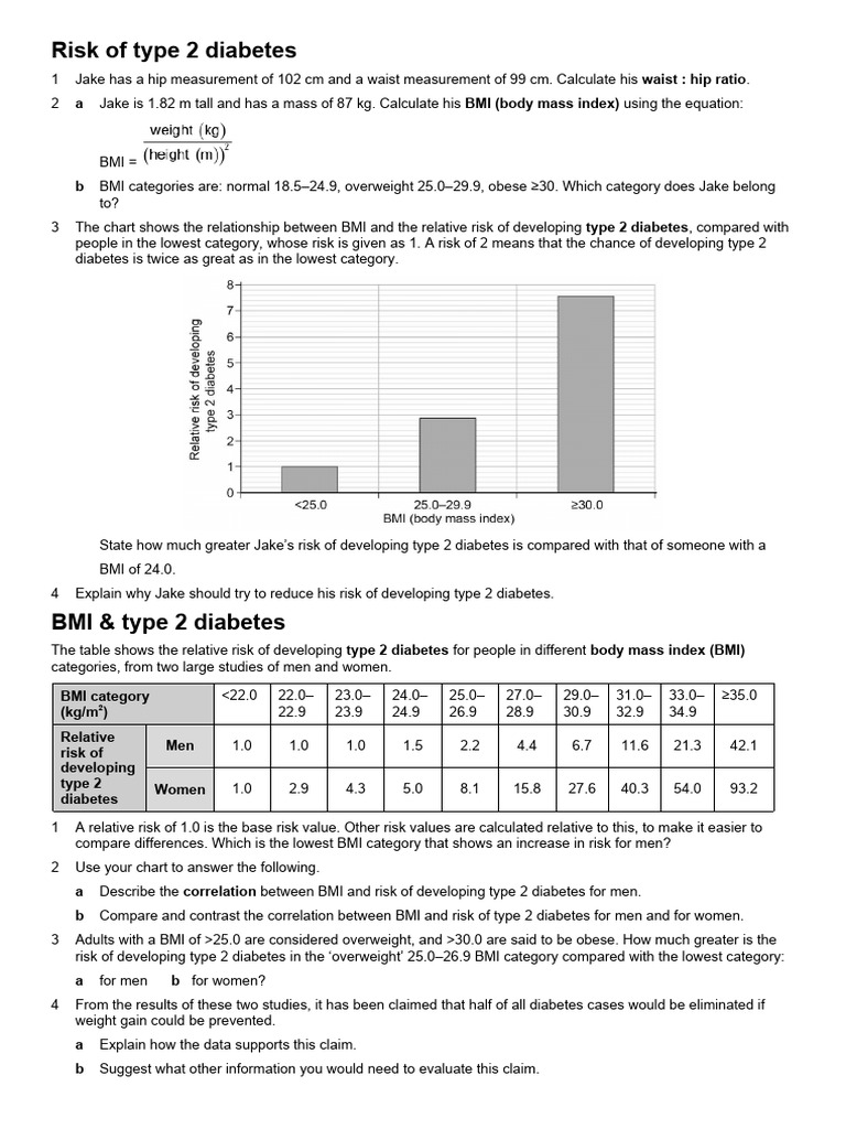 Diabetes Worksheet | Download Free PDF | Body Mass Index | Obesity