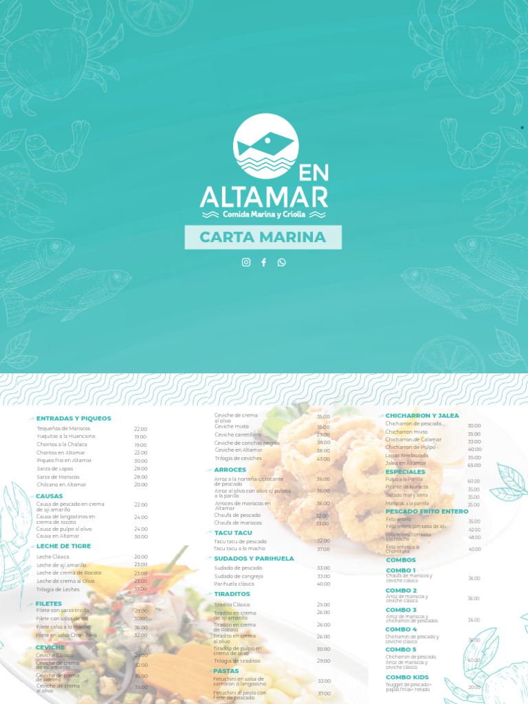 Menu Marino | PDF | Mariscos | Mariscos