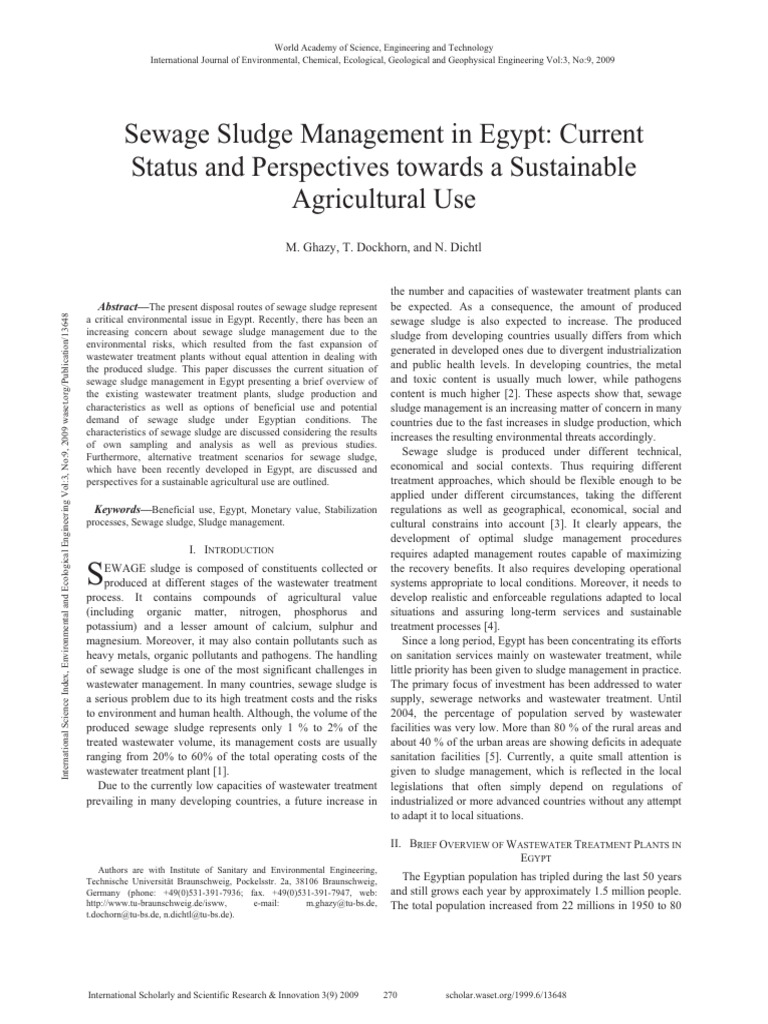 Mohamed Rabee Ghazy - 06-Sewage Sludge Management in Egypt - Current ...