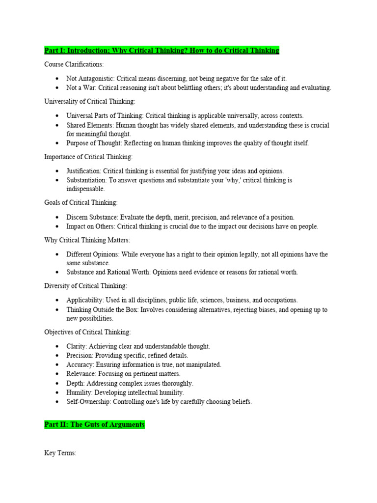 Unit 1 Lecture Notes | Download Free PDF | Argument | Critical Thinking
