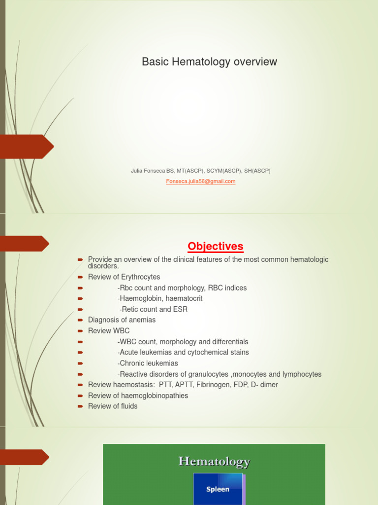 Handout Basic Hematology | PDF | Coagulation | Platelet