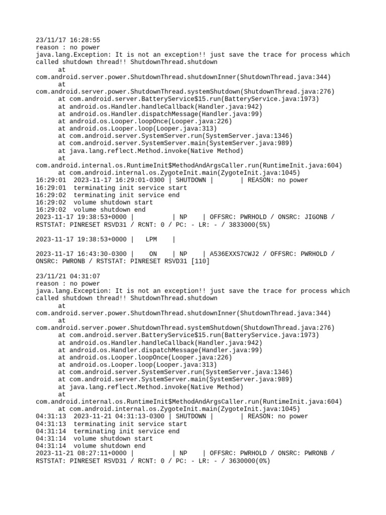 Android Shutdown and Reboot Logs | PDF | Java (Programming Language) | Technology Development