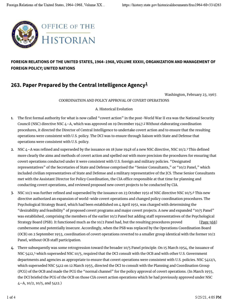 Covert Operations Policy Coordination 1964-68 | PDF | United States ...