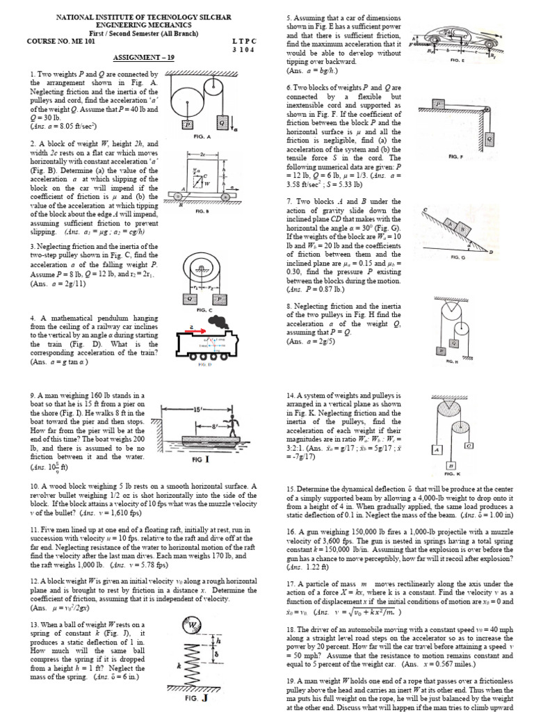 EM Assignment 19 | Download Free PDF | Friction | Weight