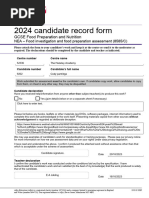 Candidate Record Form: Food Assessment | PDF