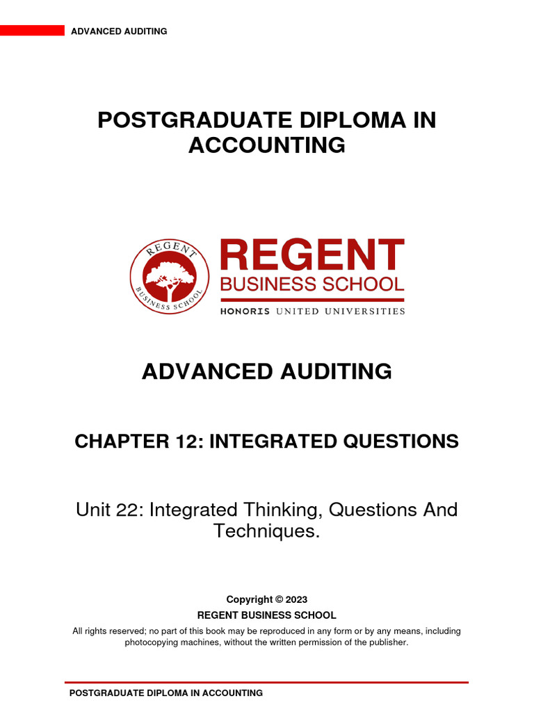 Adv AUD - Unit 22 - Study Guide | PDF | Audit | Learning