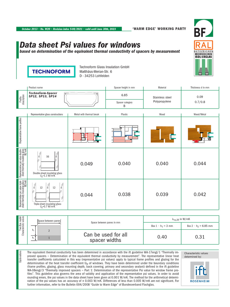 SP12-13-14 - Data Sheet Psi Values For Windows - en - 2021 | PDF ...