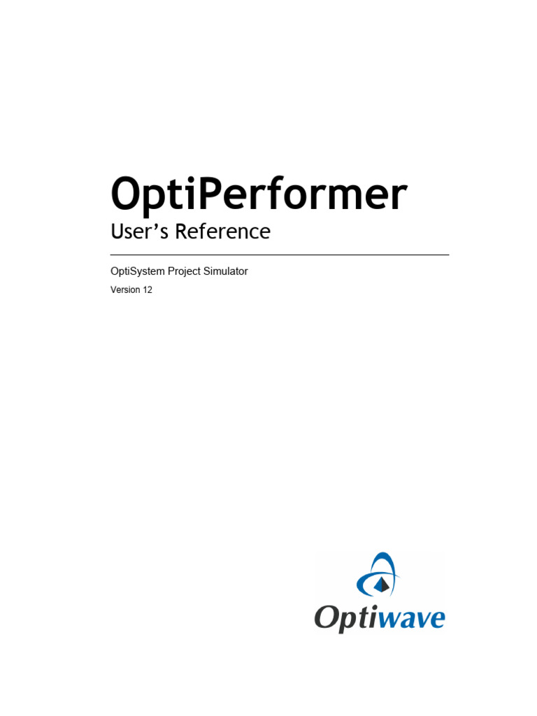 OptiPerformer User Reference | PDF | Menu (Computing) | Simulation