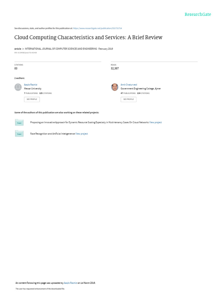 Cloud Computing Characteristics and Services A Brief Review | PDF | Cloud Computing | Software ...