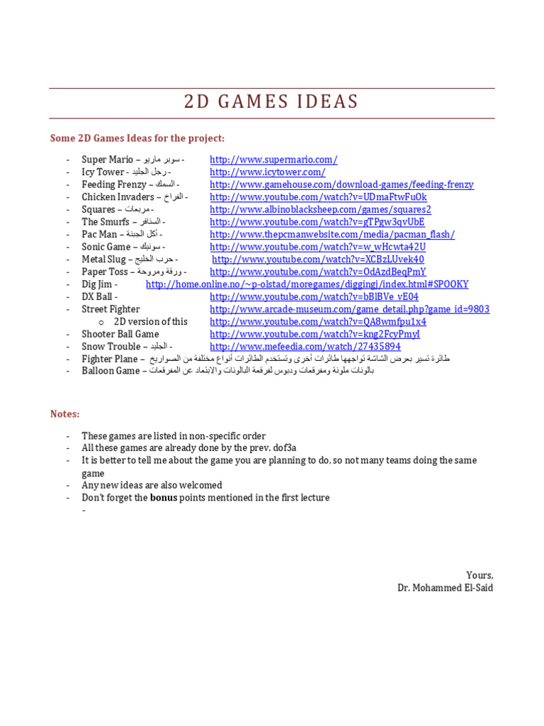 2D Games Ideas | PDF