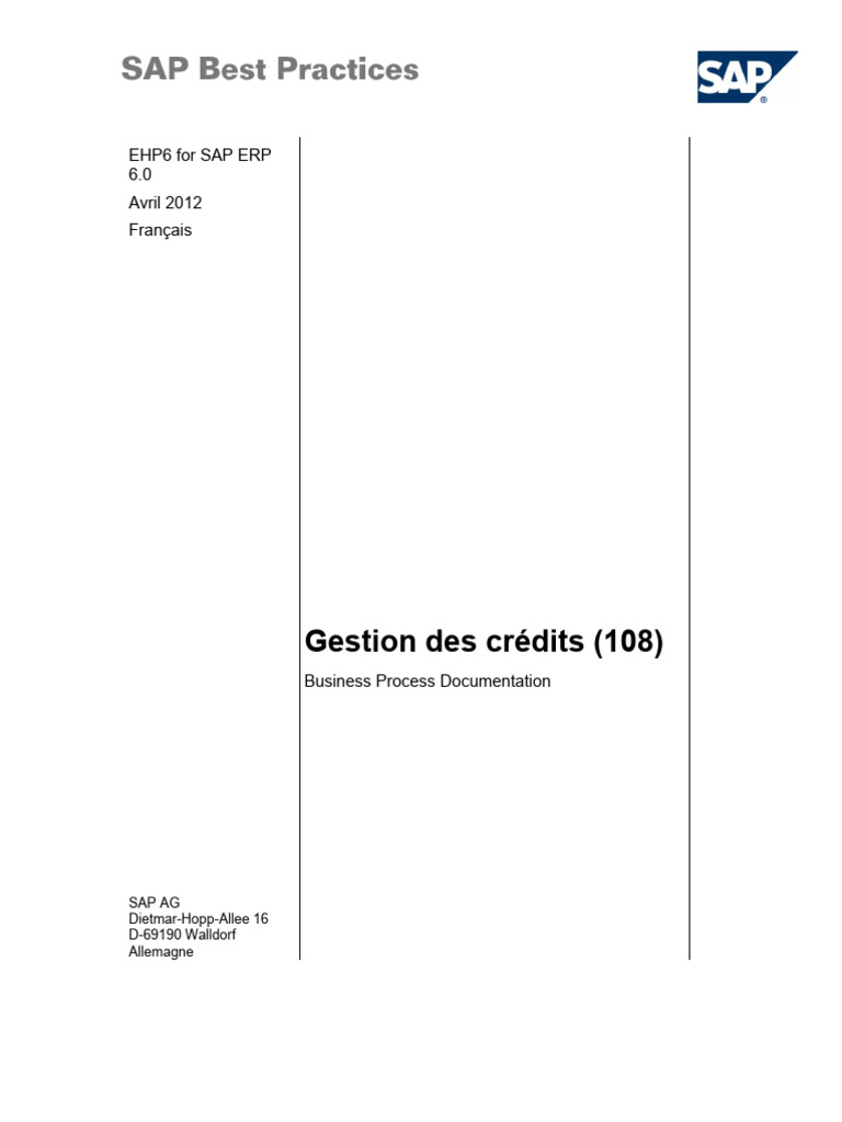 108 - ERP606 - BPD - FR - Gestion Des Crédits | PDF | Sap Se | Business