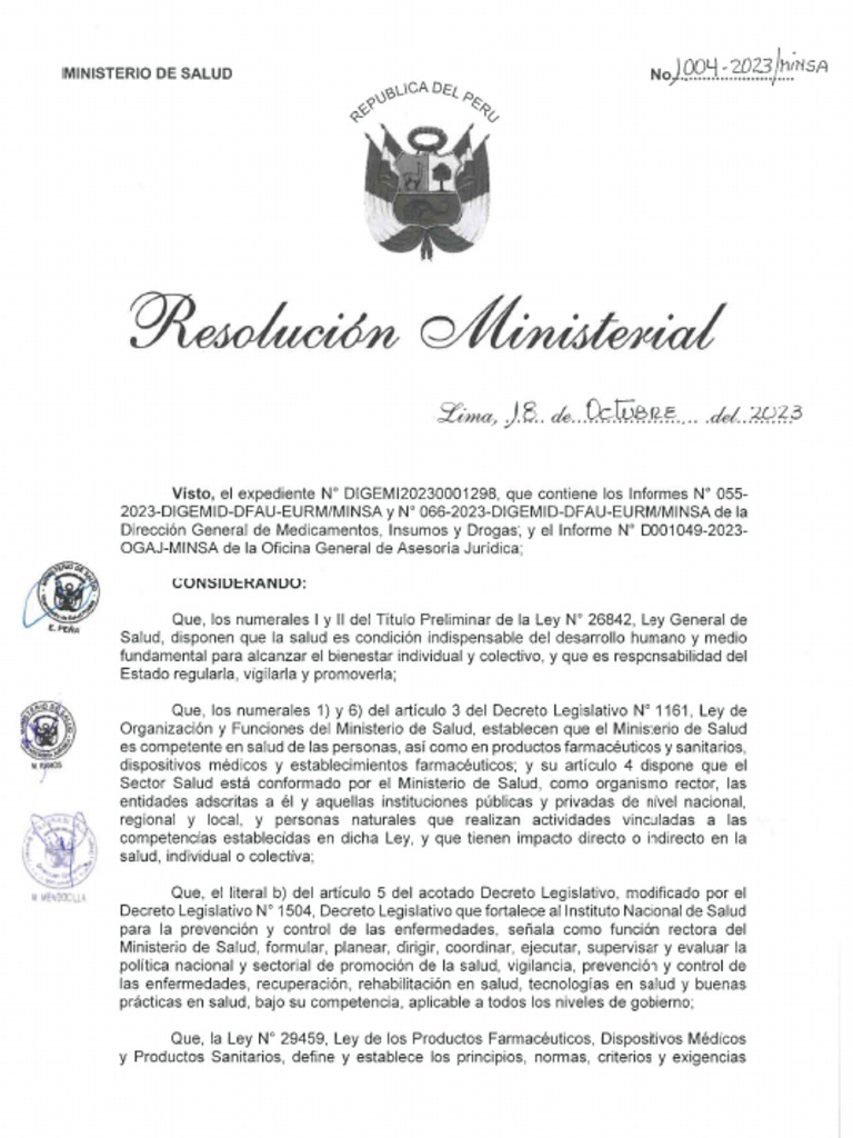 RM-1004-2023-MINSA | PDF