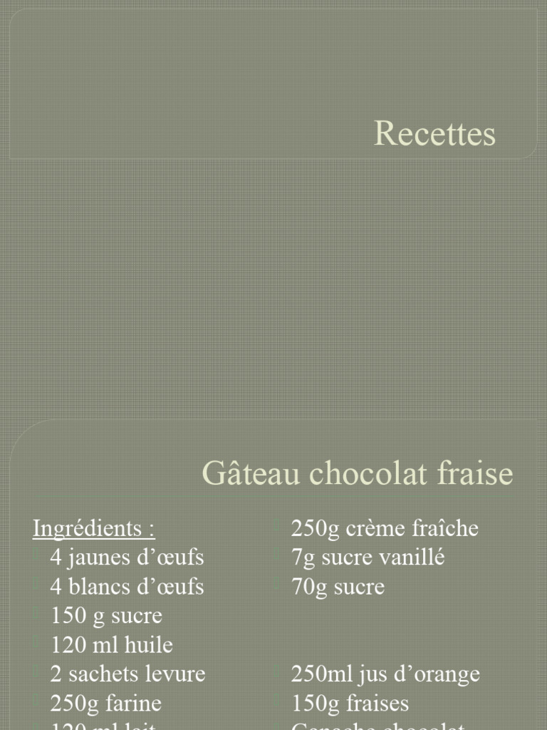 Gâteau Chocolat Fraise et Roulé Citron | PDF