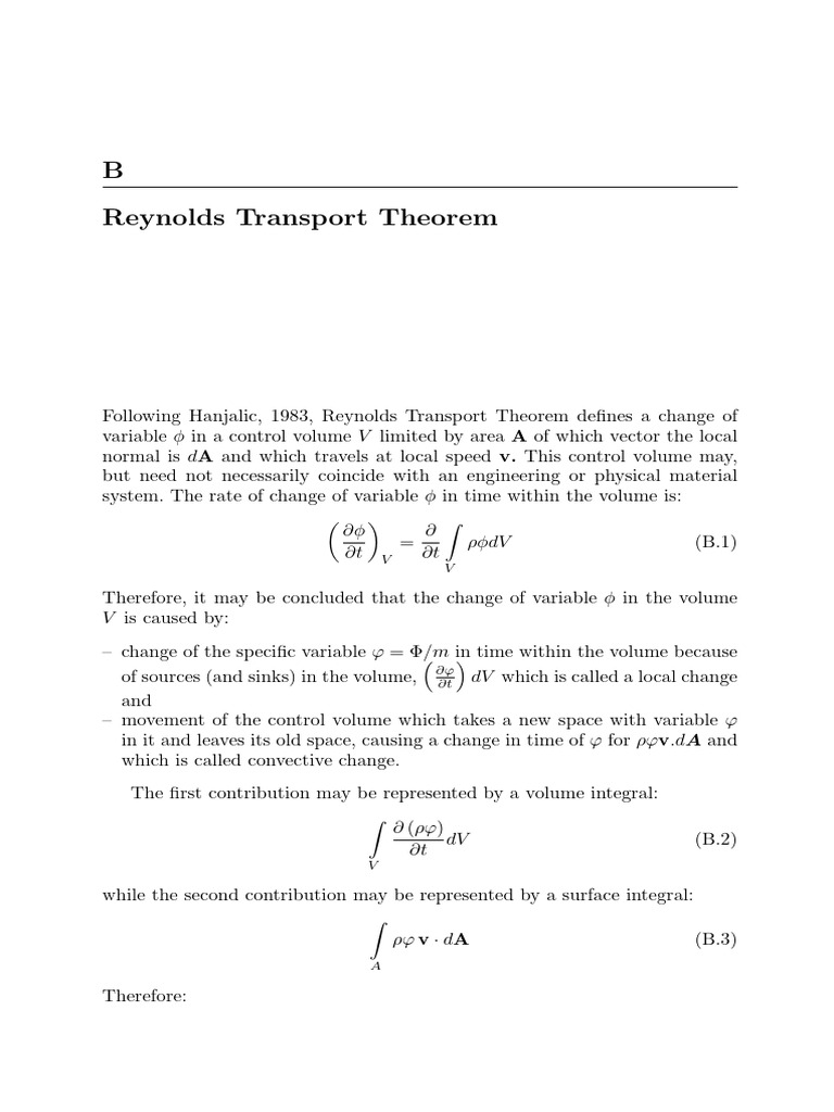 Reynolds Transport Theorem | PDF | Applied Mathematics | Mathematical ...