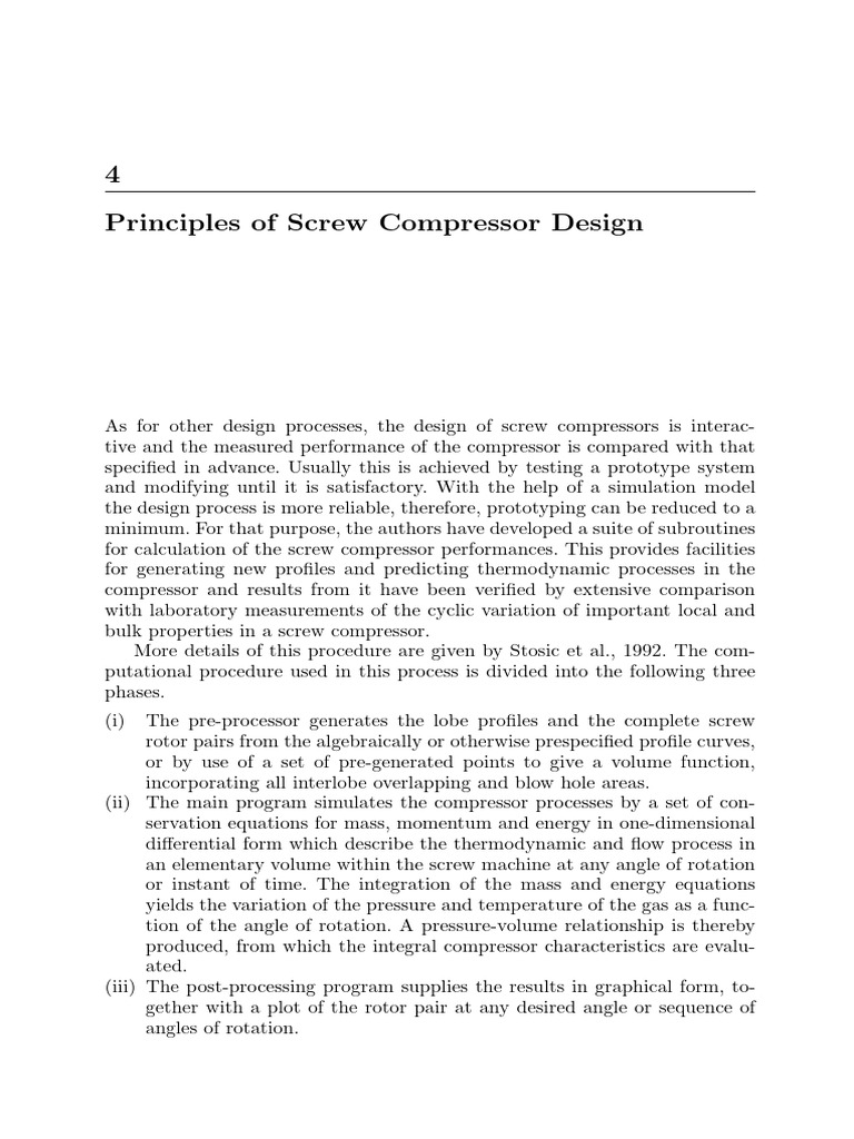 Chapter 4. Principles of Screw Compressor Design | PDF | Physical ...