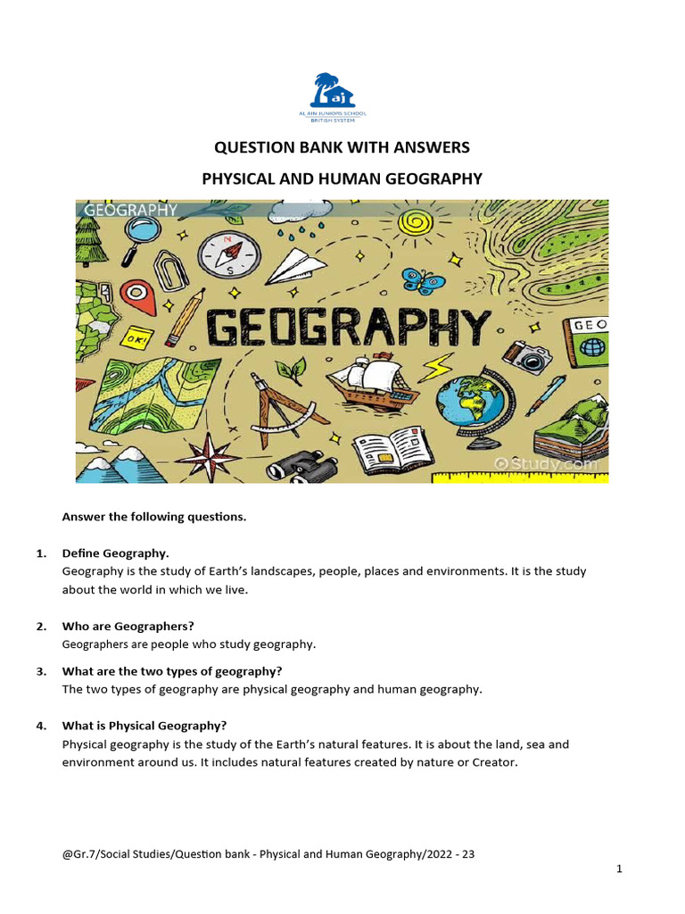 Question Bank - Physical and Human Geography | PDF | Geography ...