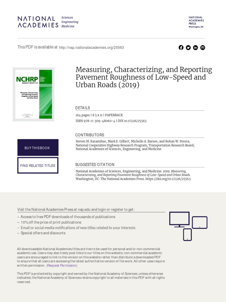 2019 Nchrp-914 Report | PDF | Road | Surface Roughness