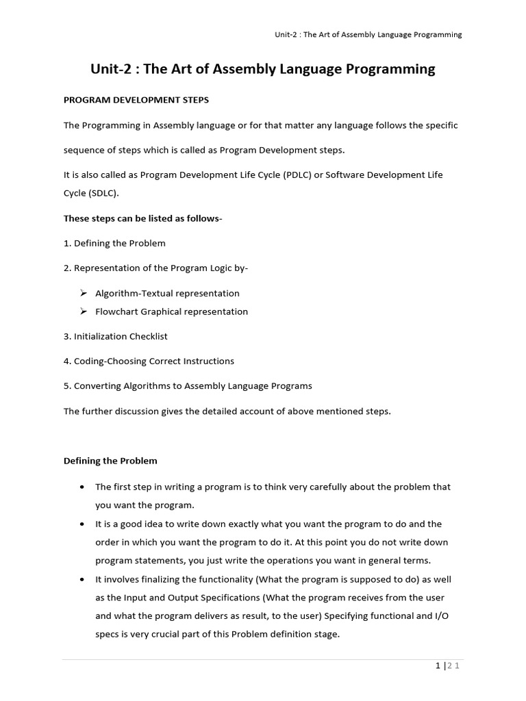 MIC Unit-2 Notes | PDF | Assembly Language | Computer Program MIC Unit-2 Notes | PDF | Assembly Language | Computer Program