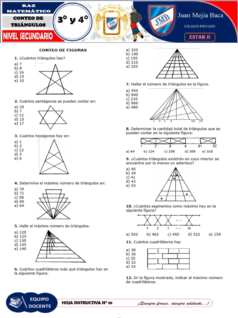 Ficha de Clase Conteo de Figuras Recorridos Eurelianos Estar Ii | PDF | Geometría Elemental ...