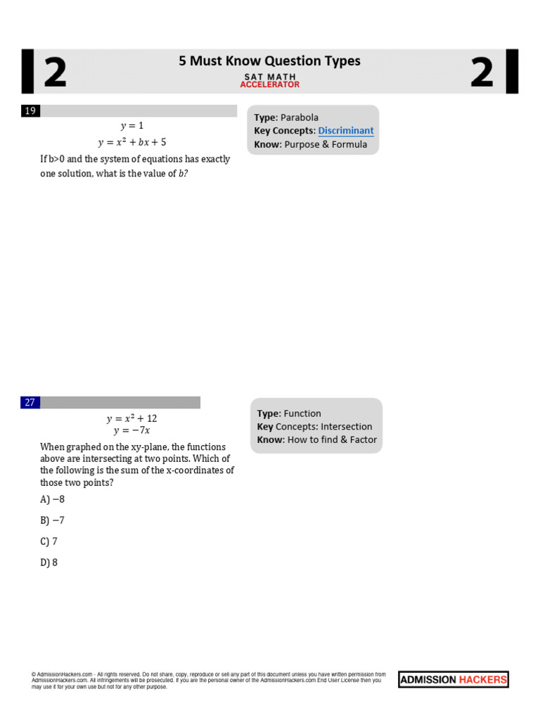 Must Know Questiosn #1 | PDF | Equations | Function (Mathematics)