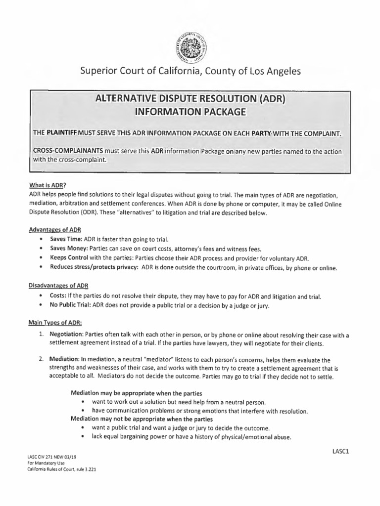 Adr Information Package | PDF