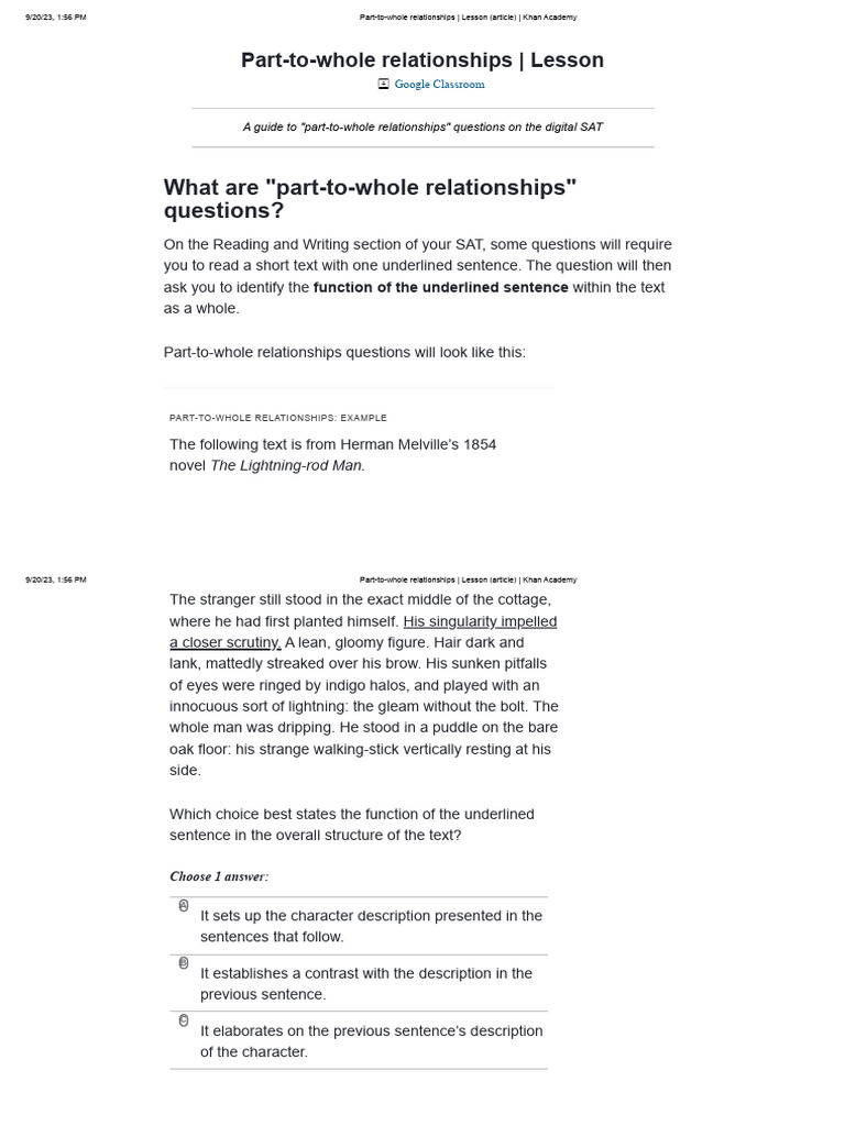 Part To Whole Relationships Lesson Article Khan Academy | PDF ...