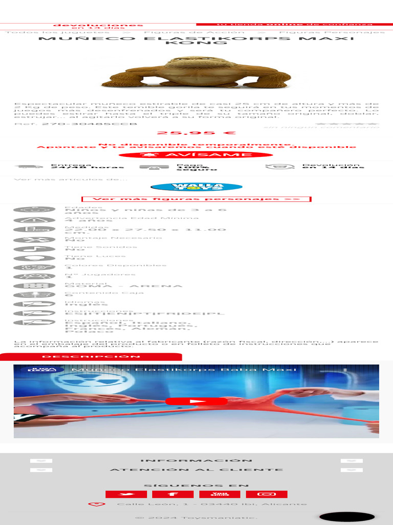 Muñeco Maxi Kong de Elastikorps | PDF