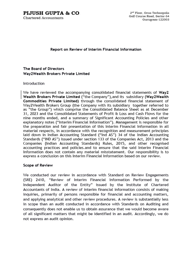 Interim Financial Review Report | PDF | Accounting | Audit