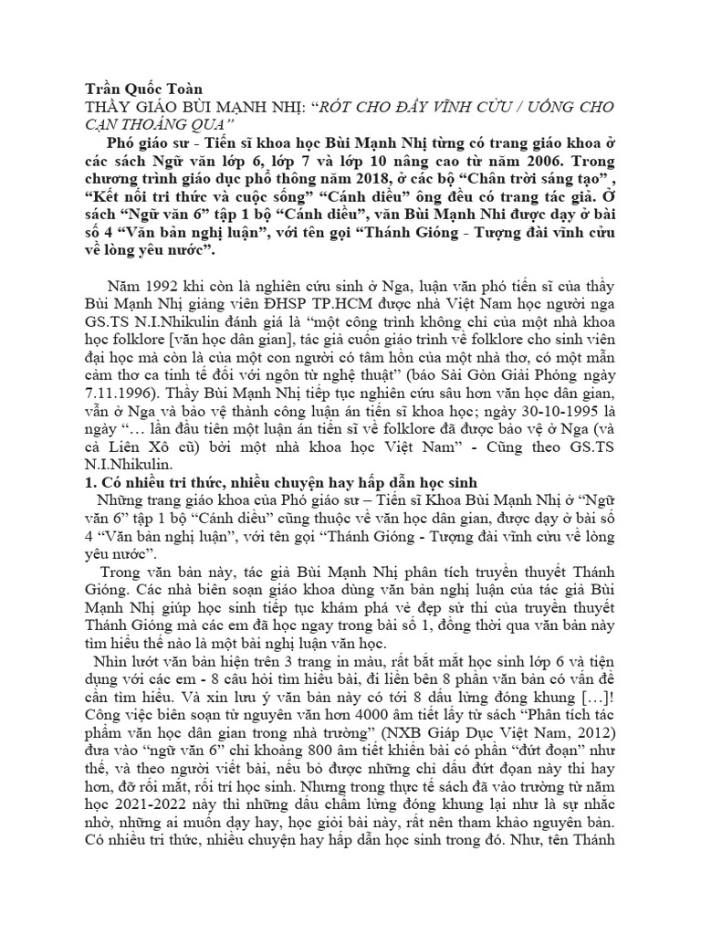 Thầy Bùi Mạnh Nhị - Tran Quoc Toan | PDF