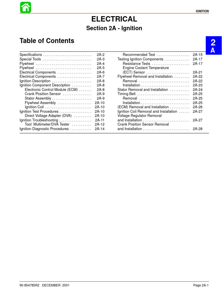 Electrical: Section 2A - Ignition | PDF | Ignition System | High Voltage
