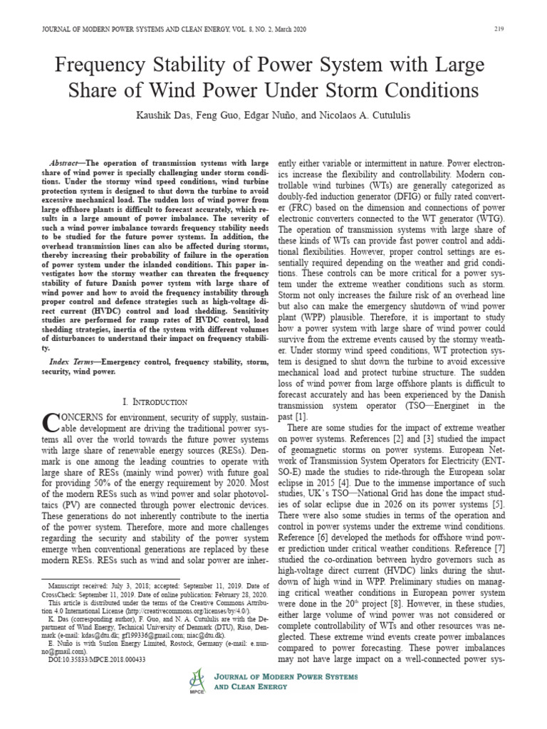 Frequency Stability of Power System With Large Share of Wind Power ...